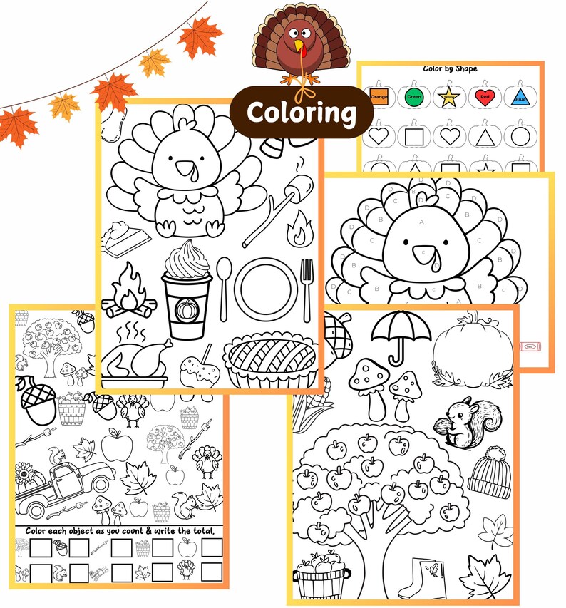 Printable Fall Thanksgiving Preschool Activity Bundle, Preschool ...
