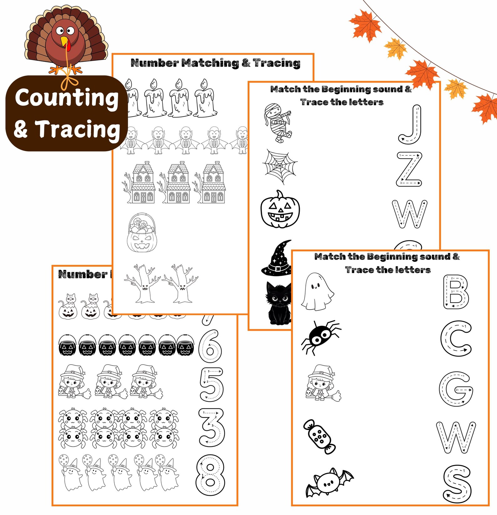 Printable Fall Thanksgiving Preschool Activity Bundle, Preschool ...