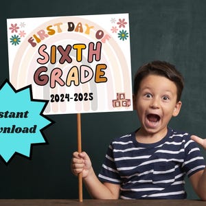 First Day of 6th Grade Printable Boho,first Day of School,back to ...