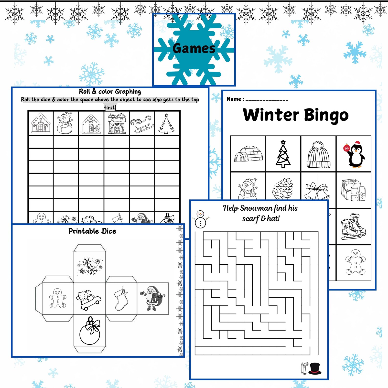 Printable Winter/christmas Preschool Activity Bundle,preschool ...