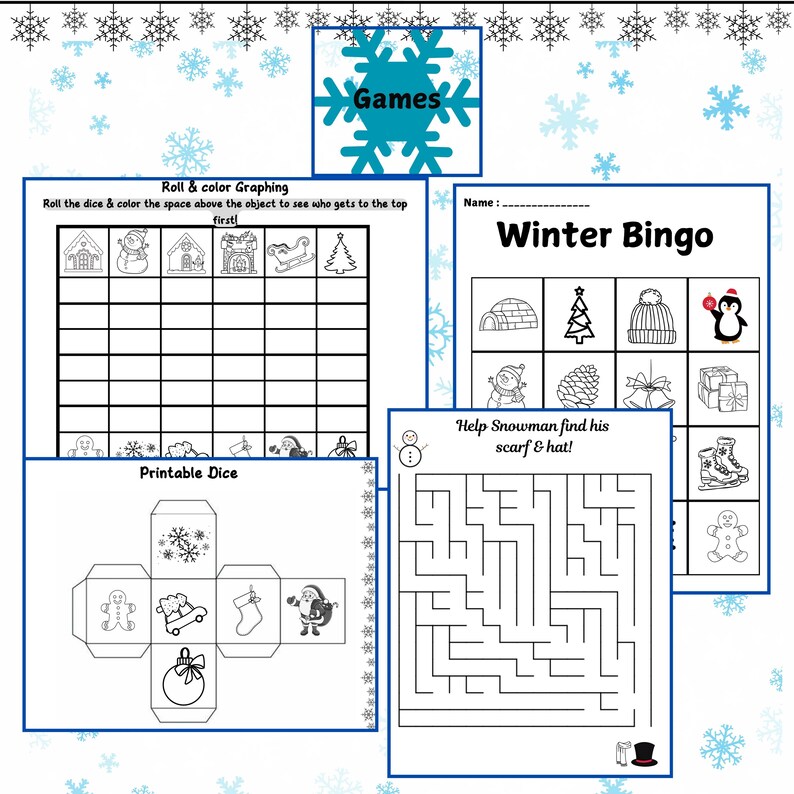 Printable Winter/christmas Preschool Activity Bundle,preschool ...