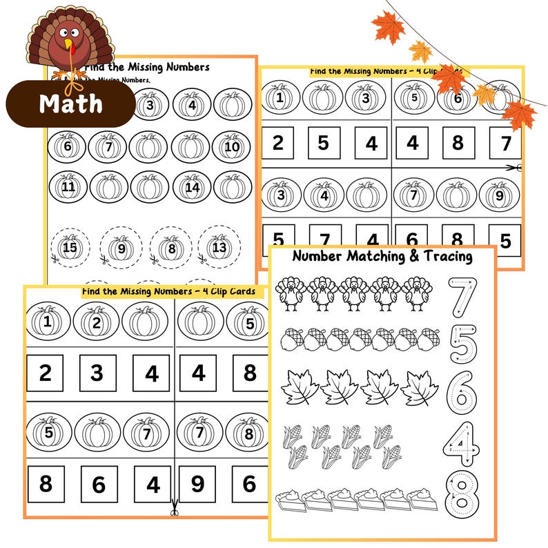 Printable Fall Thanksgiving Preschool Activity Bundle, Preschool ...