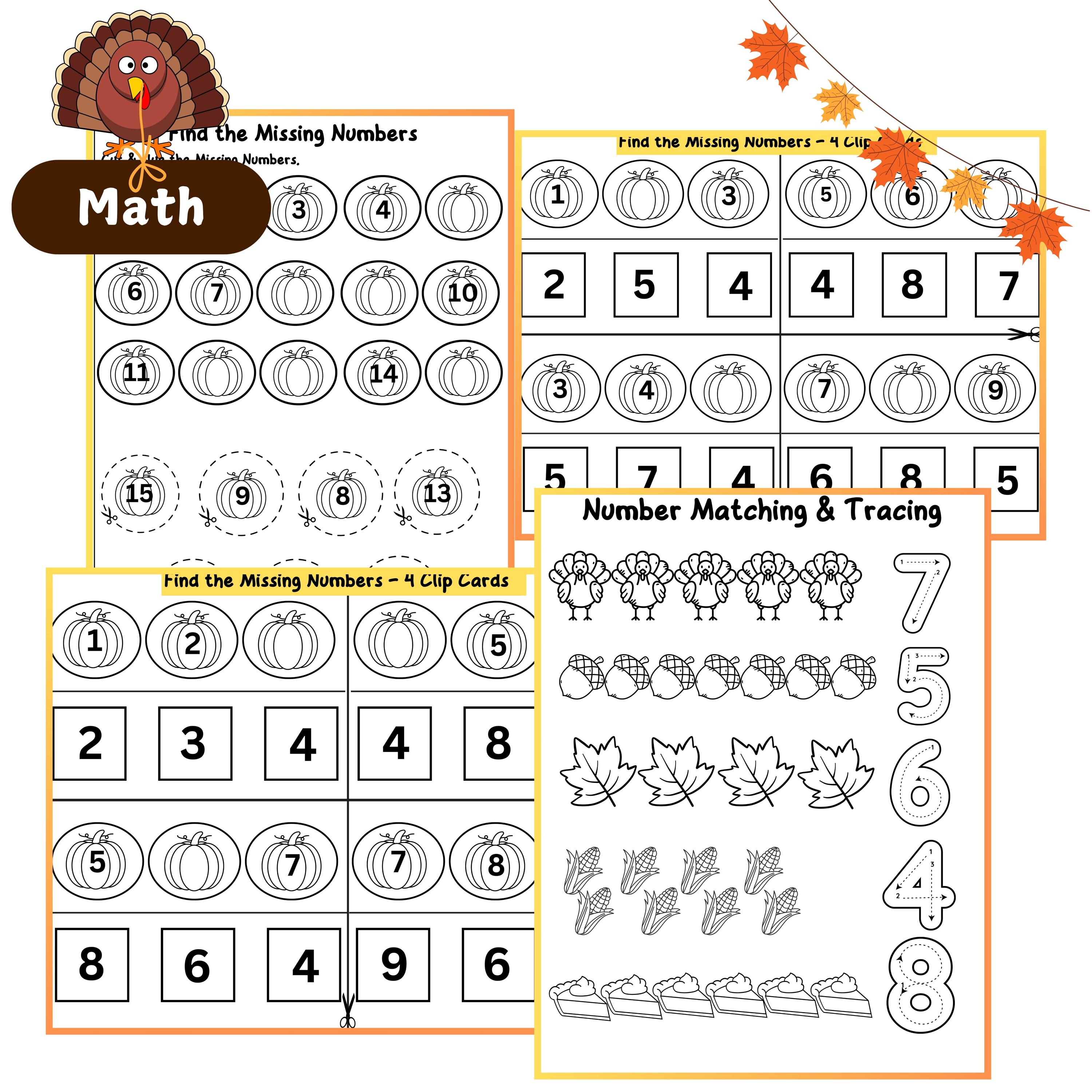 Printable Fall Thanksgiving Preschool Activity Bundle, Preschool ...