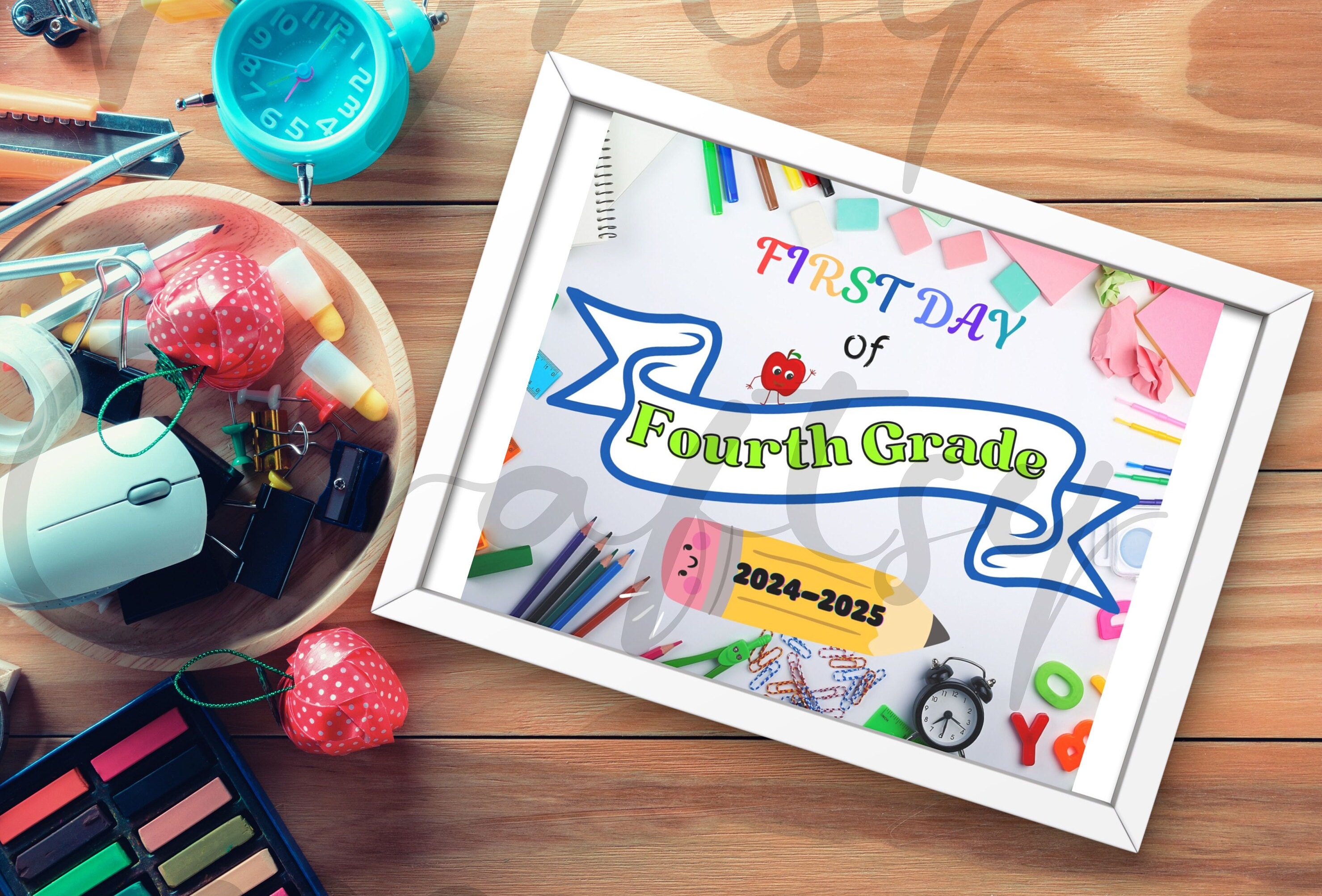 1st Day of Fourth Grade Sign Printable First Day School Sign 4th Grade ...