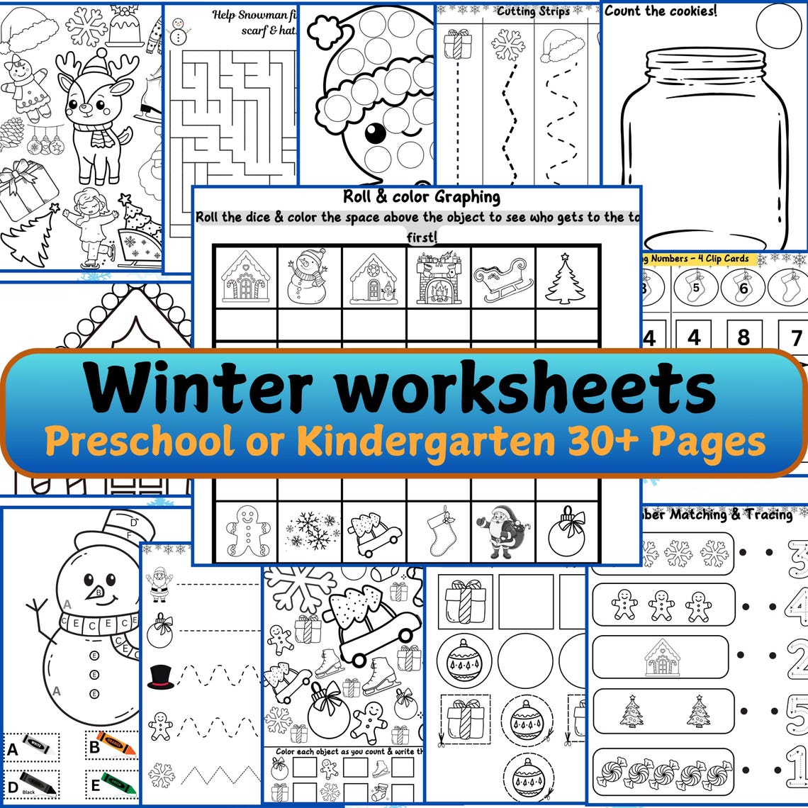 Printable Winter/christmas Preschool Activity Bundle,preschool ...