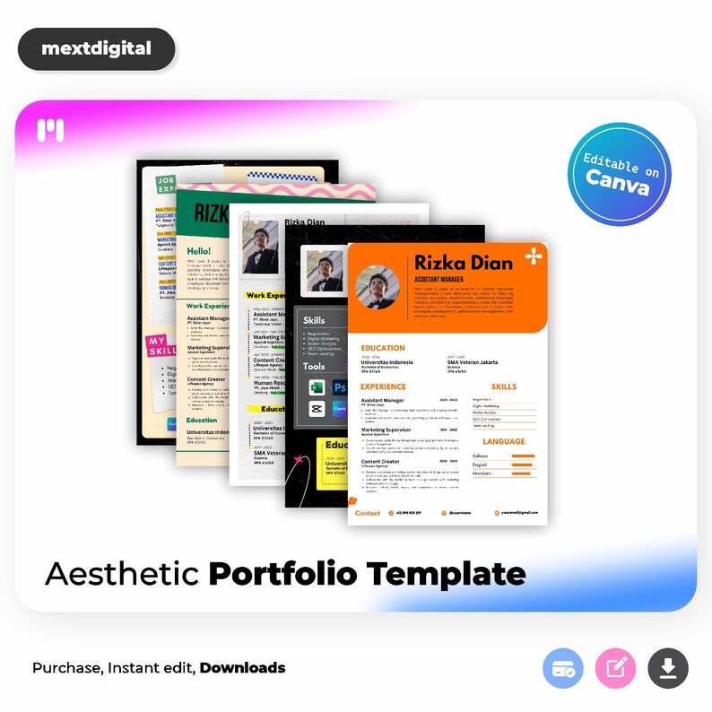 Aesthetic Portfolio Template | Editable Canva Portfolio for Creatives ...