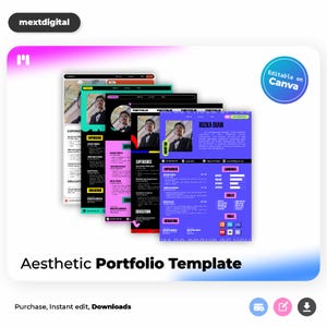 Aesthetic Portfolio Template | Editable in Canva | Instant Download #3 ...