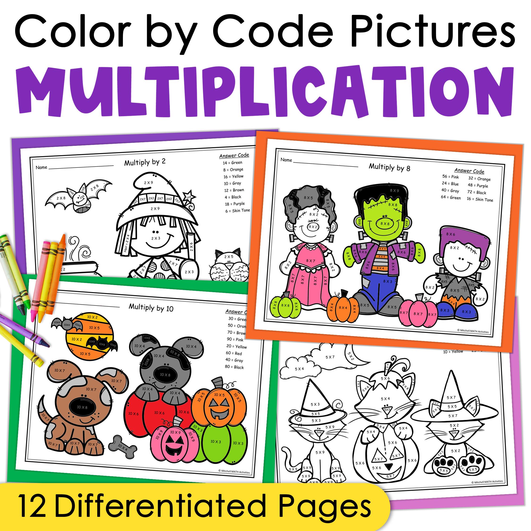 Halloween Multiplication Fact Fluency Practice Color by Code October ...