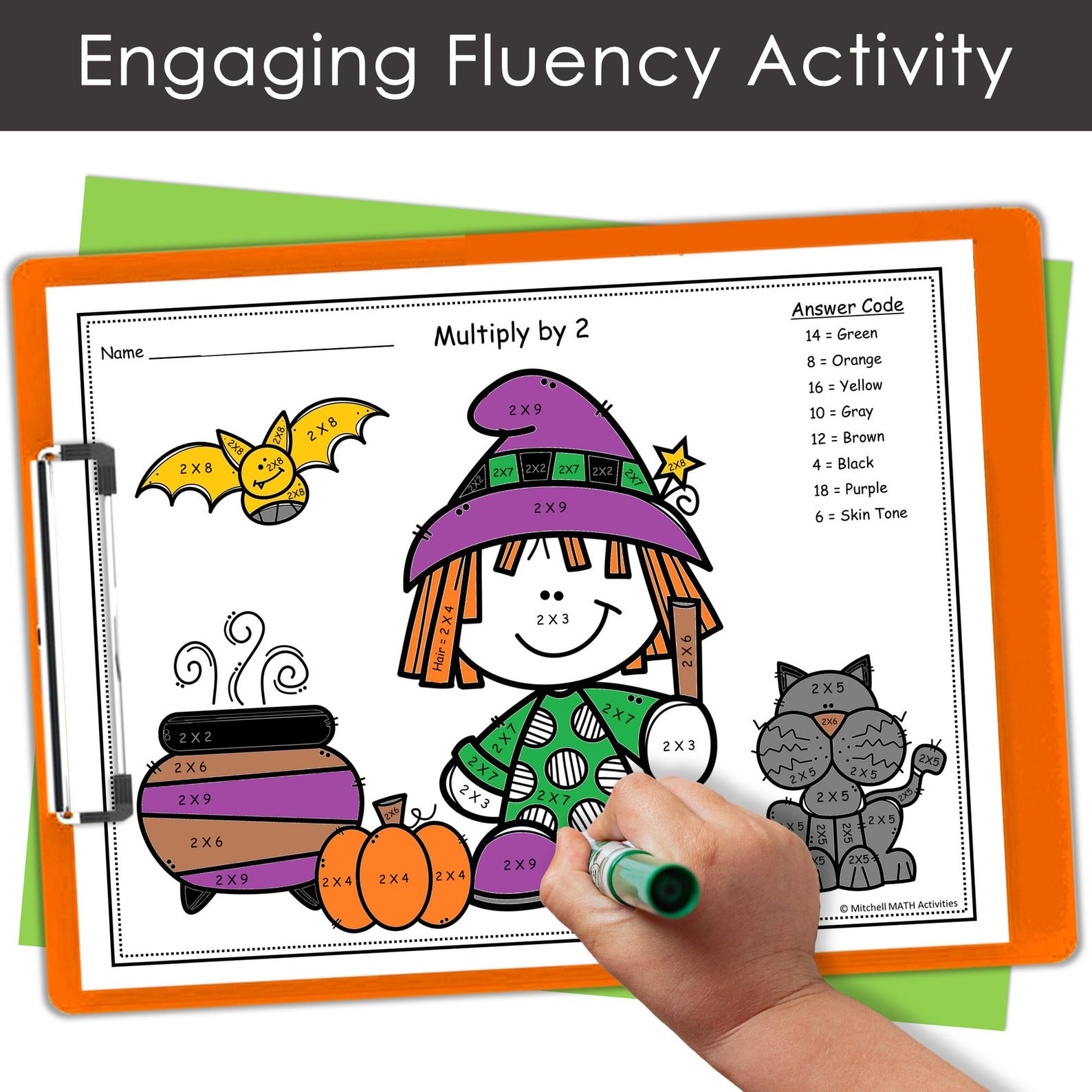 Halloween Multiplication Fact Fluency Practice Color by Code October ...