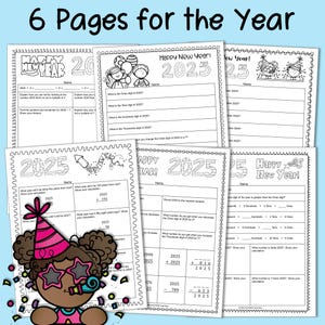 Happy New Year Math Worksheets for 2025 Fun Review for 2nd, 3rd, 4th ...