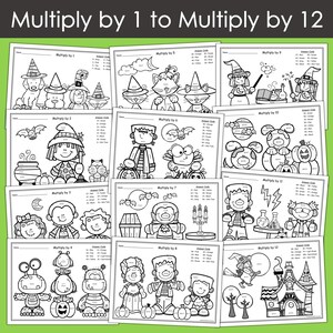 Halloween Multiplication Fact Fluency Practice Color by Code October ...