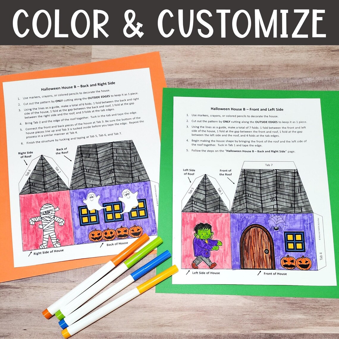 Kids Halloween Craft Haunted House Scene 3D Printable Paper Patterns ...