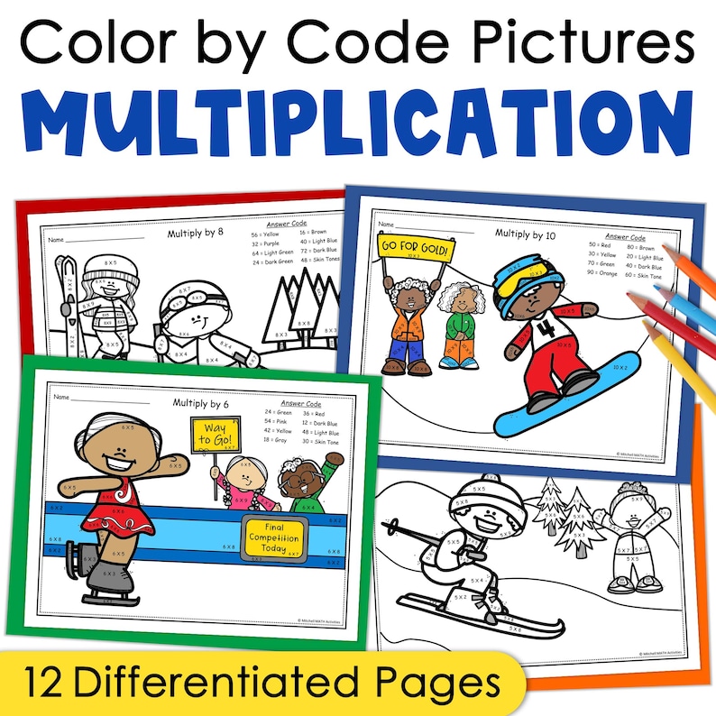 Multiplication Fact Fluency Practice Color by Number Winter 3rd Grade ...
