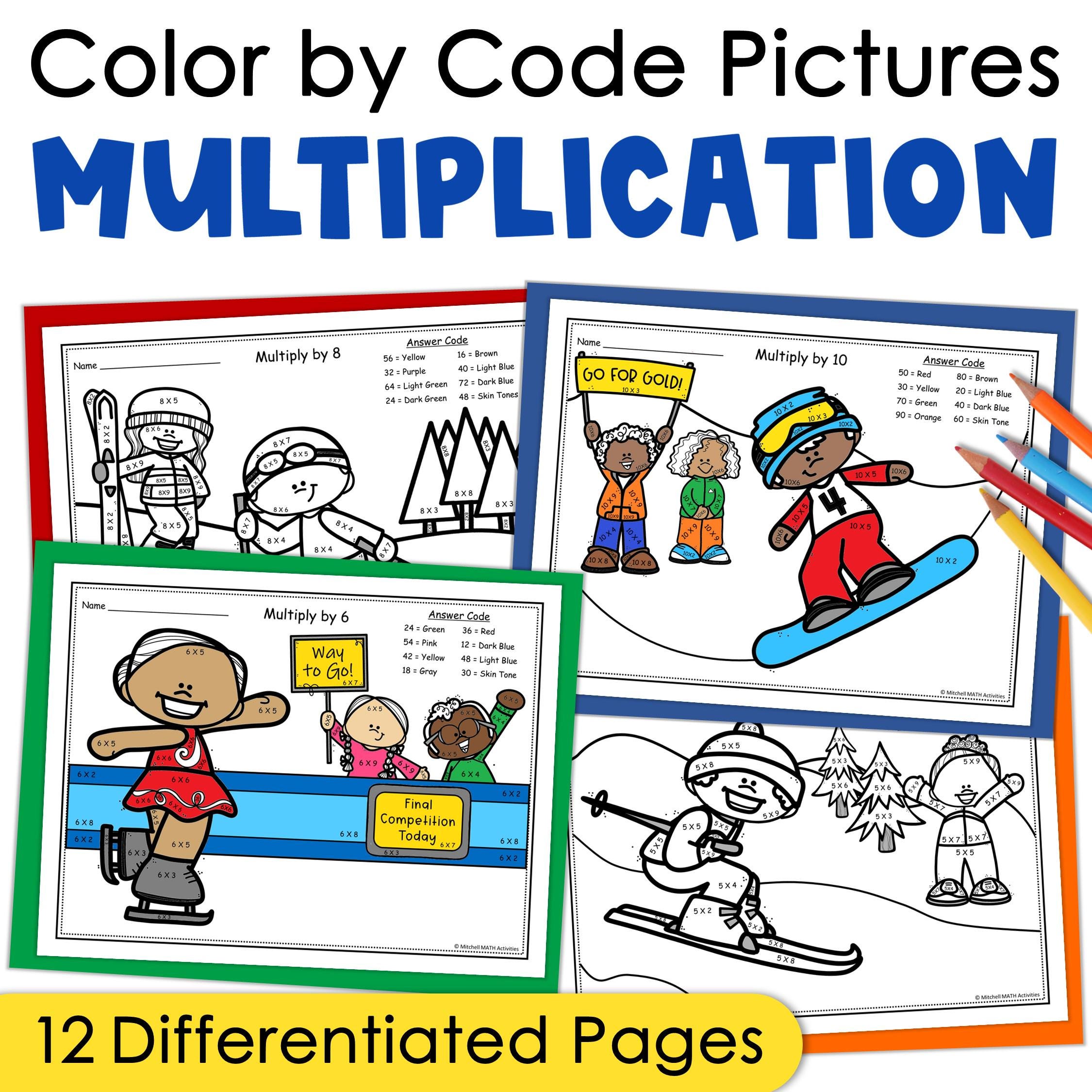 Multiplication Fact Fluency Practice Color by Number Winter 3rd Grade ...