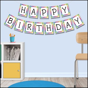 Happy Birthday Colorful Printable Banner - Etsy
