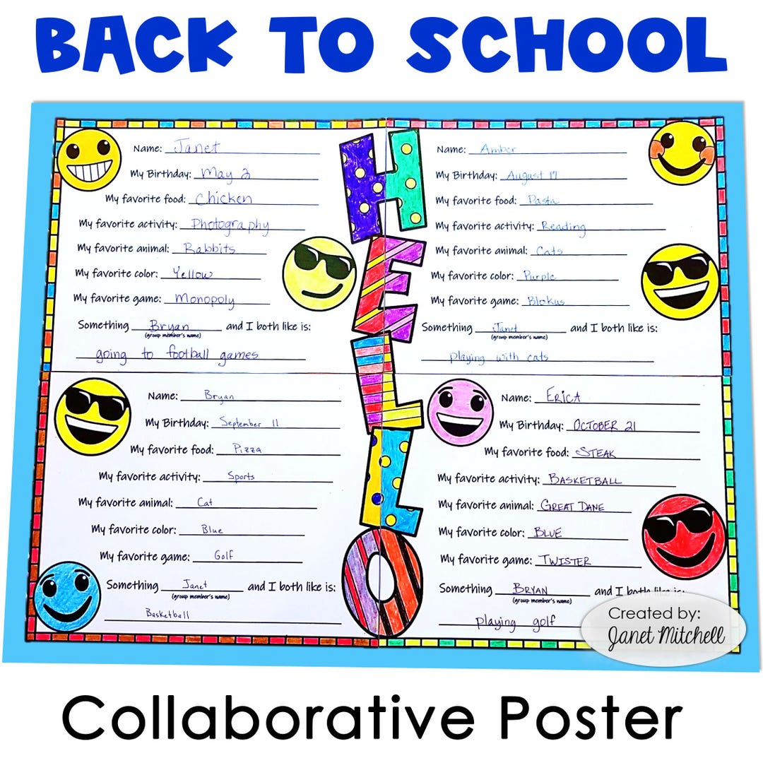 Back to School Collaborative Poster Activity - All About Us Group ...