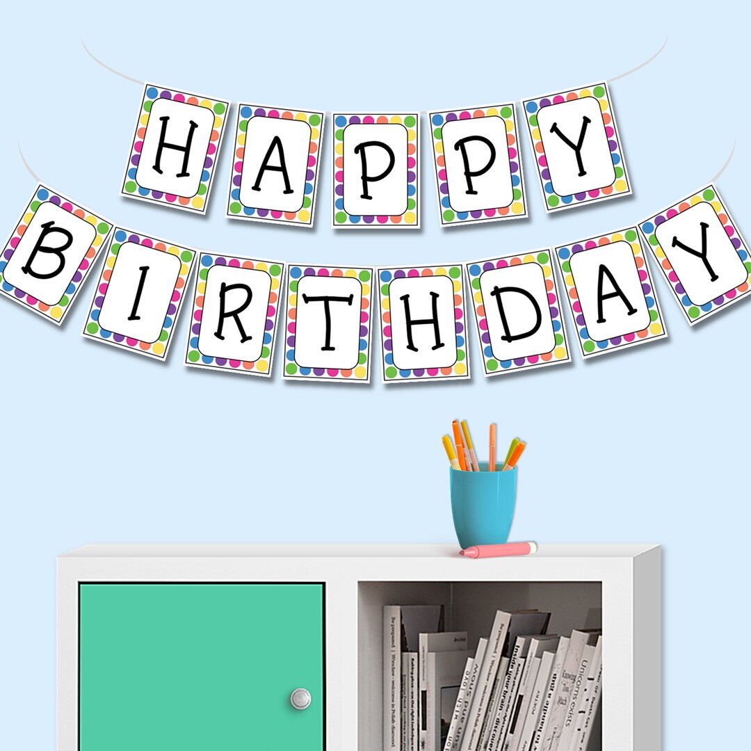 Happy Birthday Colorful Printable Banner - Etsy