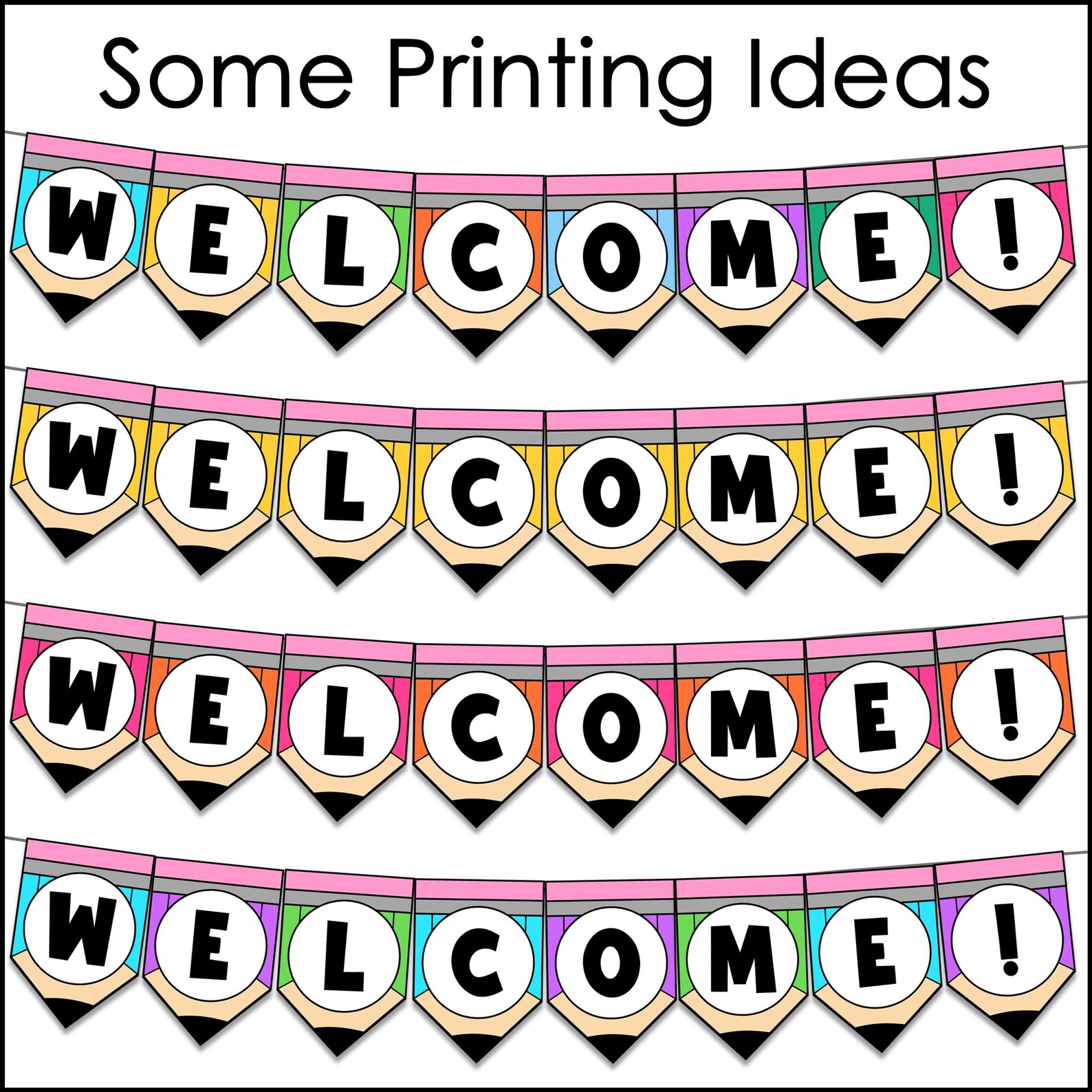 Printable Pencil Welcome Banner for Back to School Time With 8 Colors ...