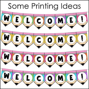Printable Pencil Welcome Banner for Back to School Time With 8 Colors ...