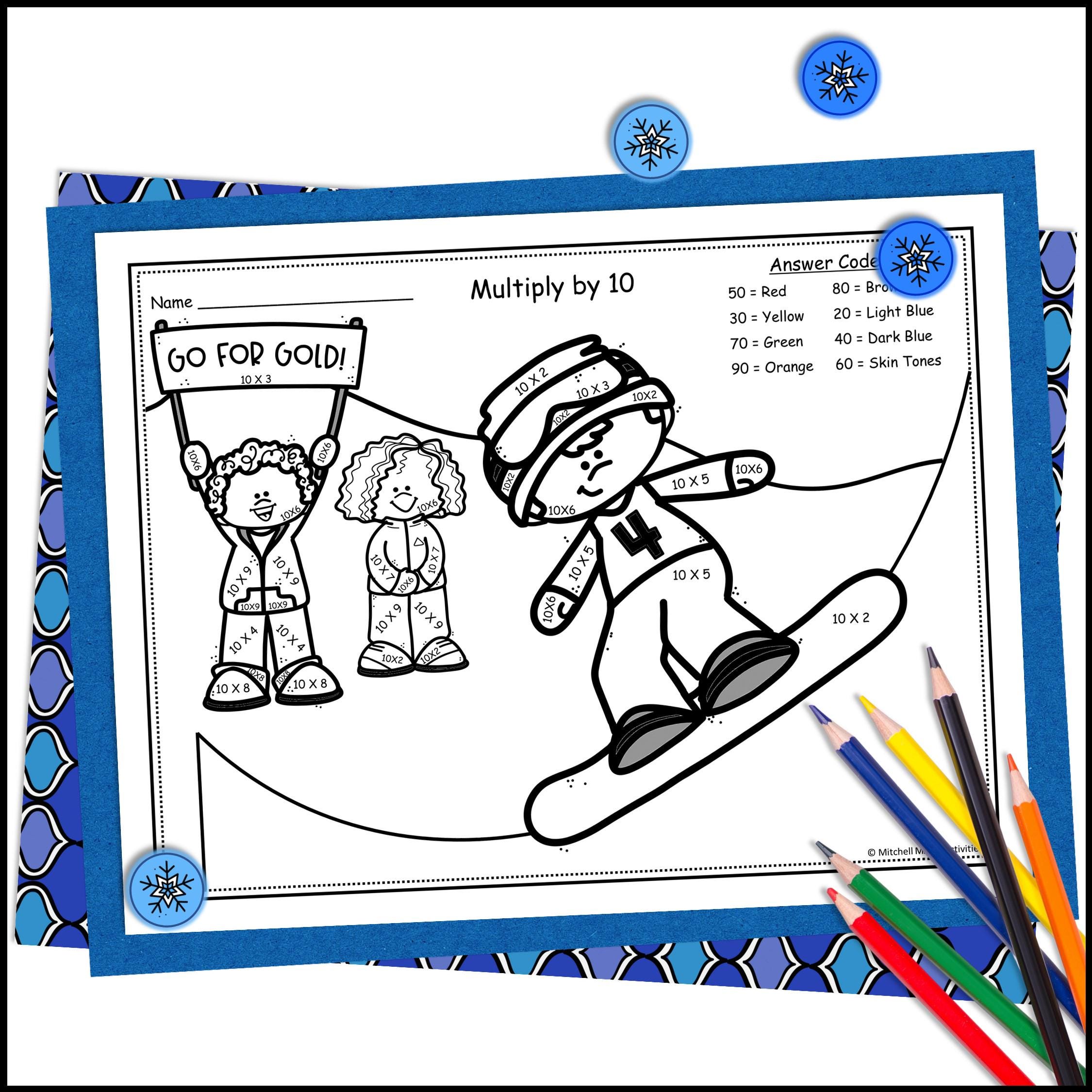 Multiplication Fact Fluency Practice Color by Number Winter 3rd Grade ...