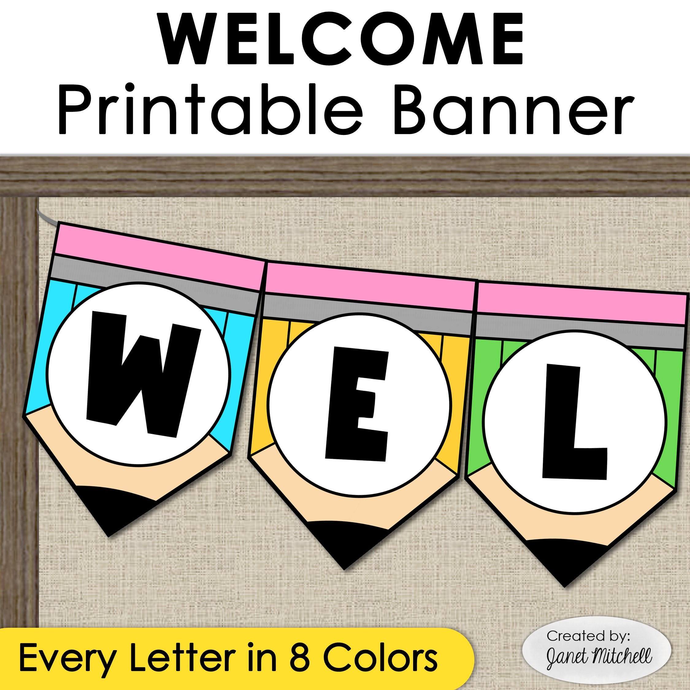 Printable Pencil Welcome Banner for Back to School Time With 8 Colors ...