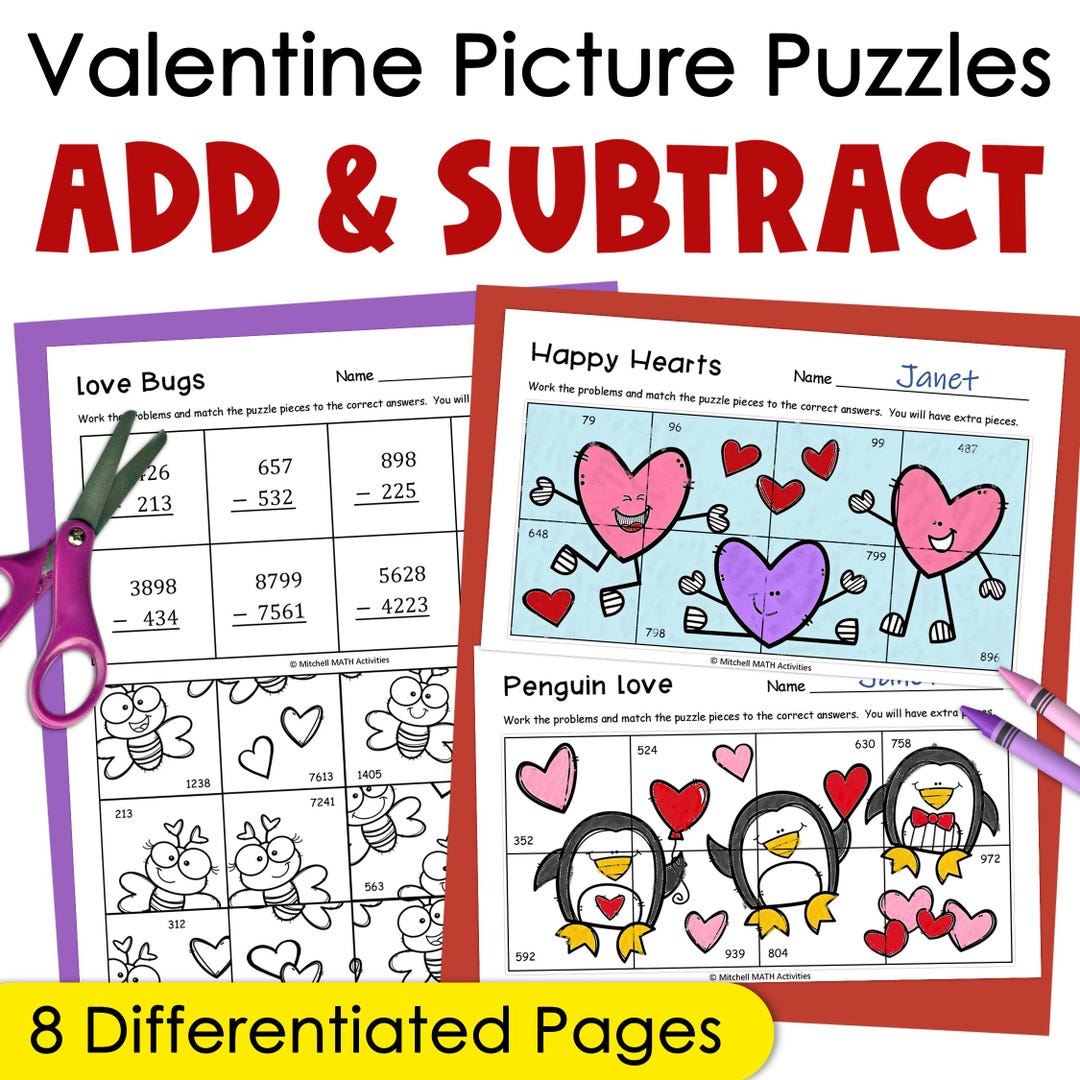 Valentine’s Day Math Practice 2nd and 3rd Grade Multi-digit Addition ...
