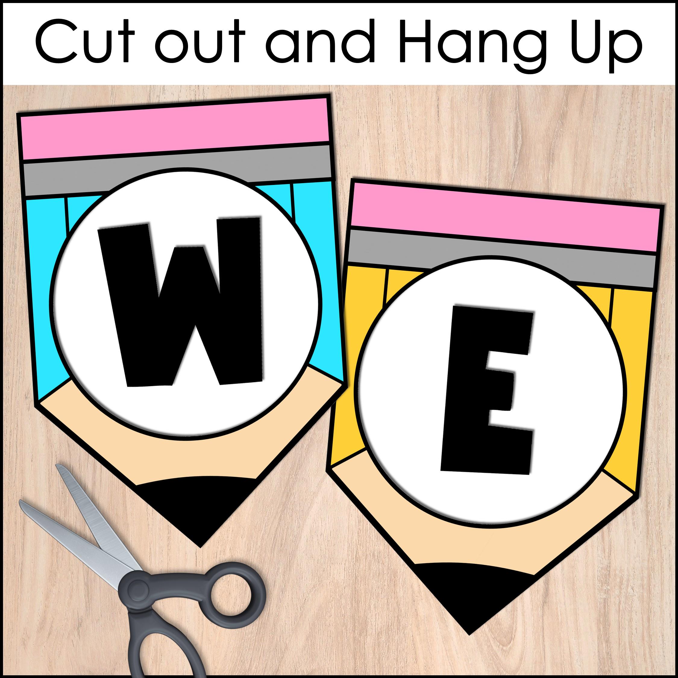 Printable Pencil Welcome Banner for Back to School Time With 8 Colors ...