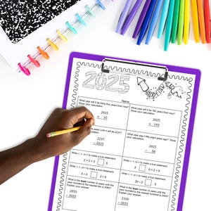 Happy New Year Math Worksheets for 2025 Fun Review for 2nd, 3rd, 4th ...
