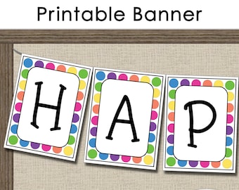 Printable Happy Birthday Party or Classroom Banner. Printable Banner ...