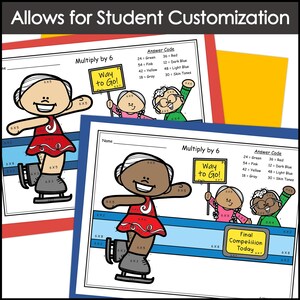 Multiplication Fact Fluency Practice Color by Number Winter 3rd Grade ...