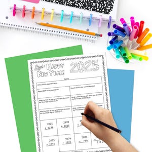 Happy New Year Math Worksheets for 2025 Fun Review for 2nd, 3rd, 4th ...