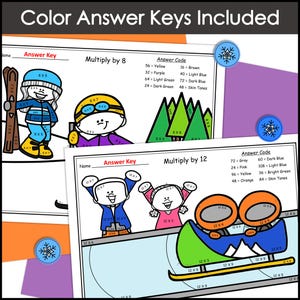 Multiplication Fact Fluency Practice Color by Number Winter 3rd Grade ...