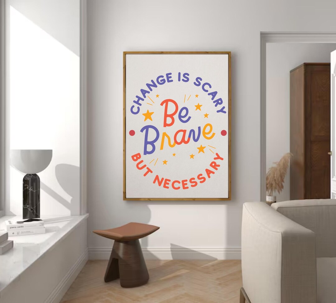 Be Brave Be Kind Art Print, Motivational Quote Poster, Positive ...