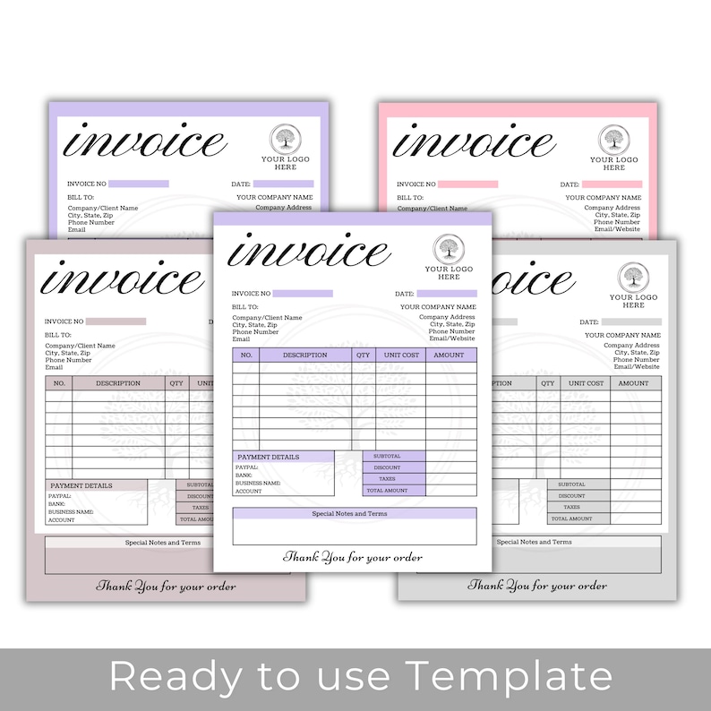 Editable Invoice Template, Order Form Template, Printable Small ...