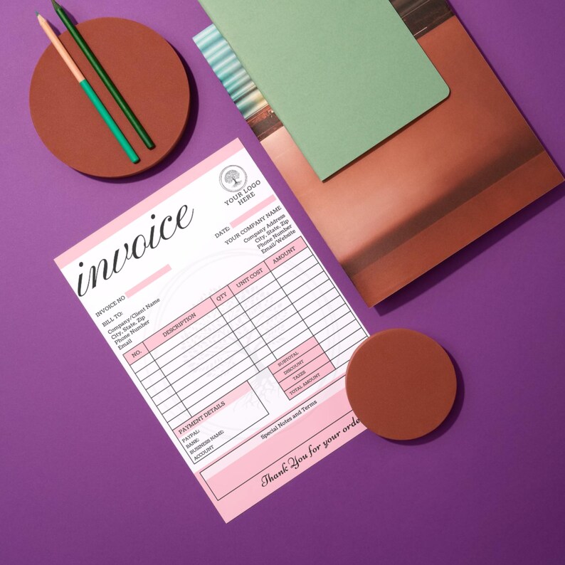 Editable Invoice Template, Printable Order Form Invoice, 5 Premade ...