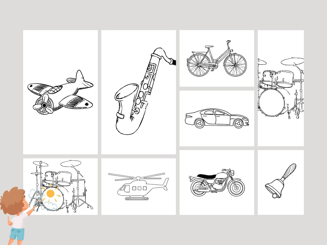 10 Coloring Pages for Kids, Printable Coloring Pages, Kids Coloring ...