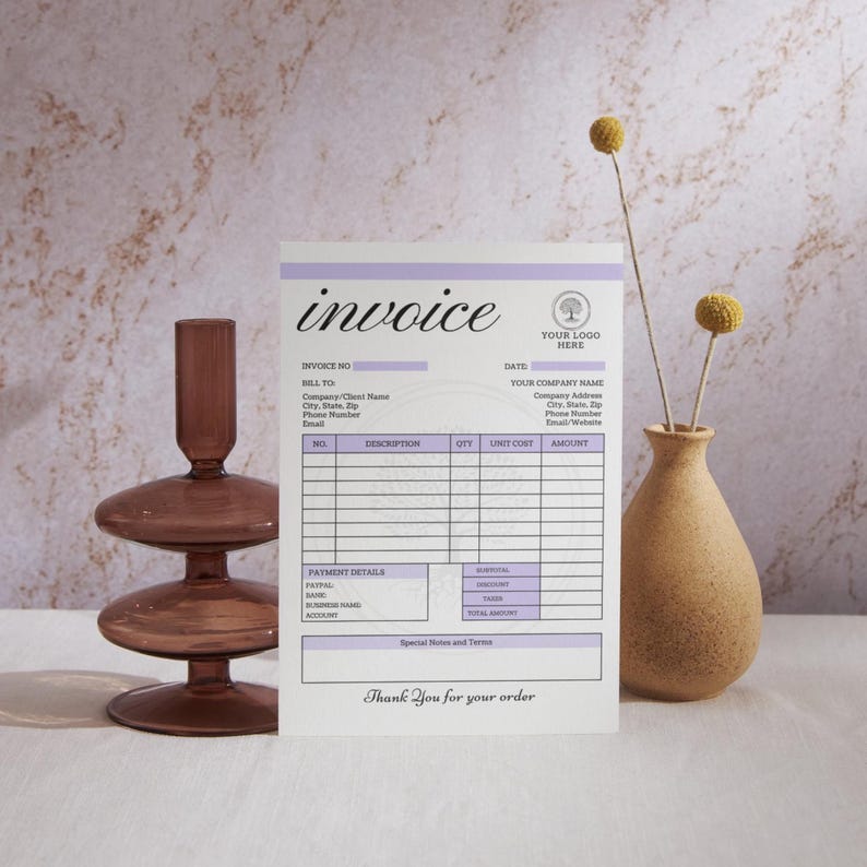 Editable Invoice Template, Order Form Template, Printable Small ...
