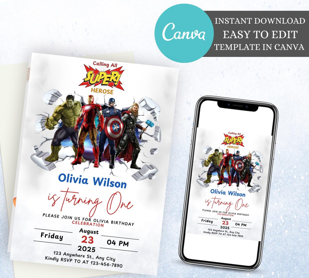 Avengers Birthday Invitation Printable Avengers Birthday Invitations ...