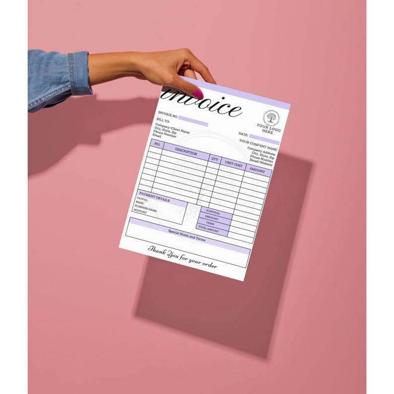 Editable Invoice Template, Order Form Template, Printable Small ...