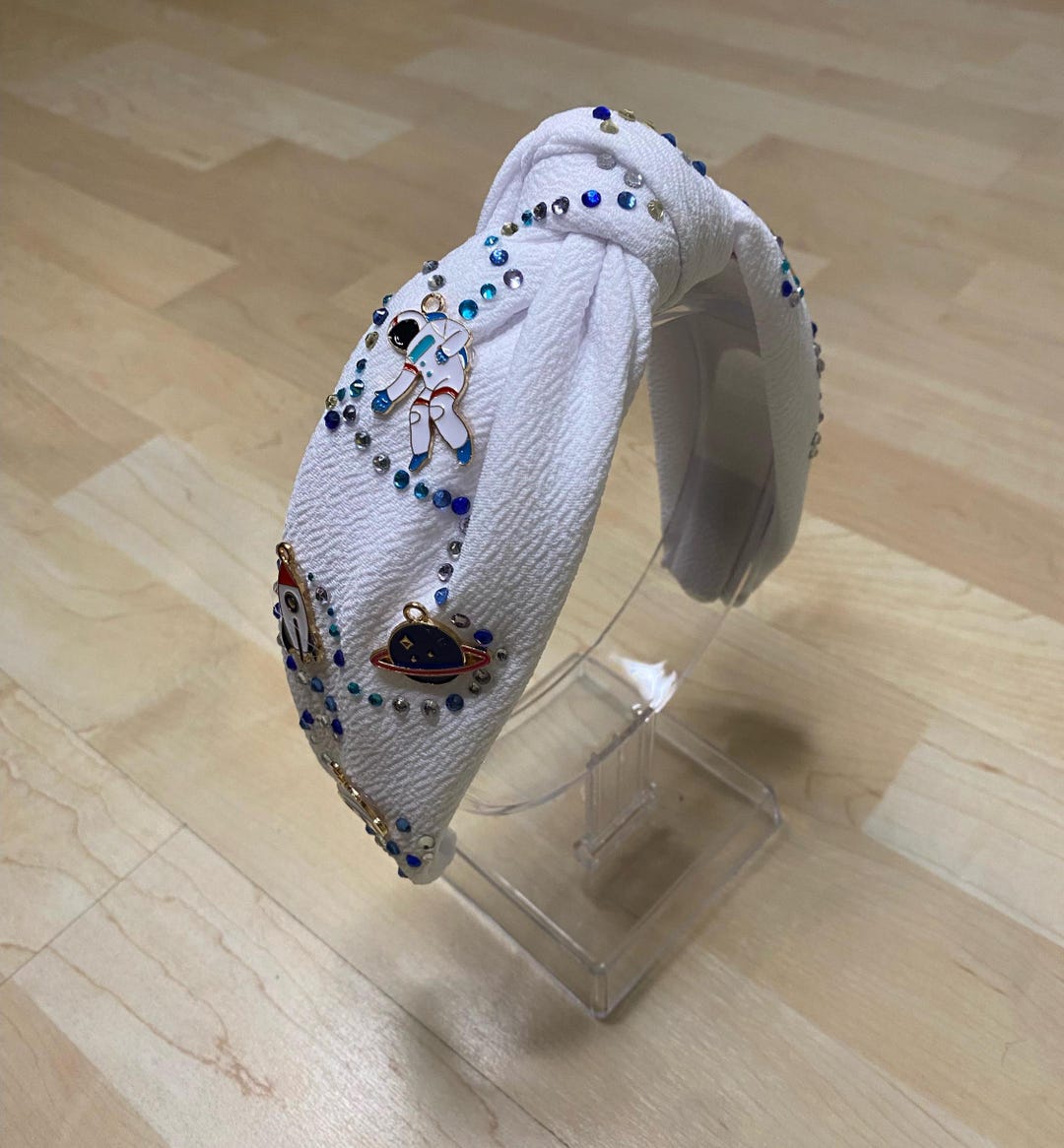 Outer Space White Knot Headband With Astronaut, Planets, and Rocket ...