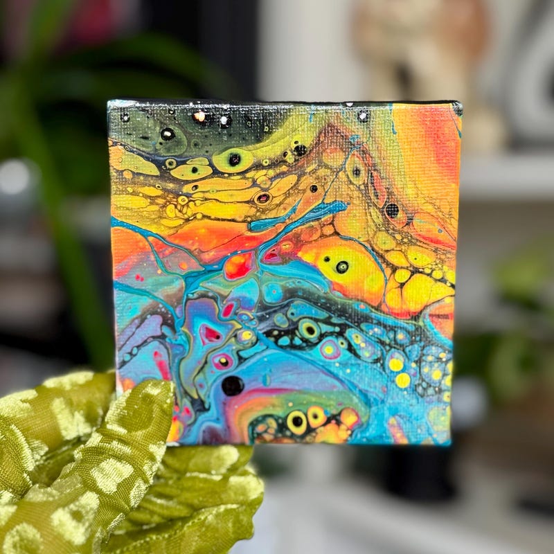 Mini Canvas Acrylic Pour - Etsy