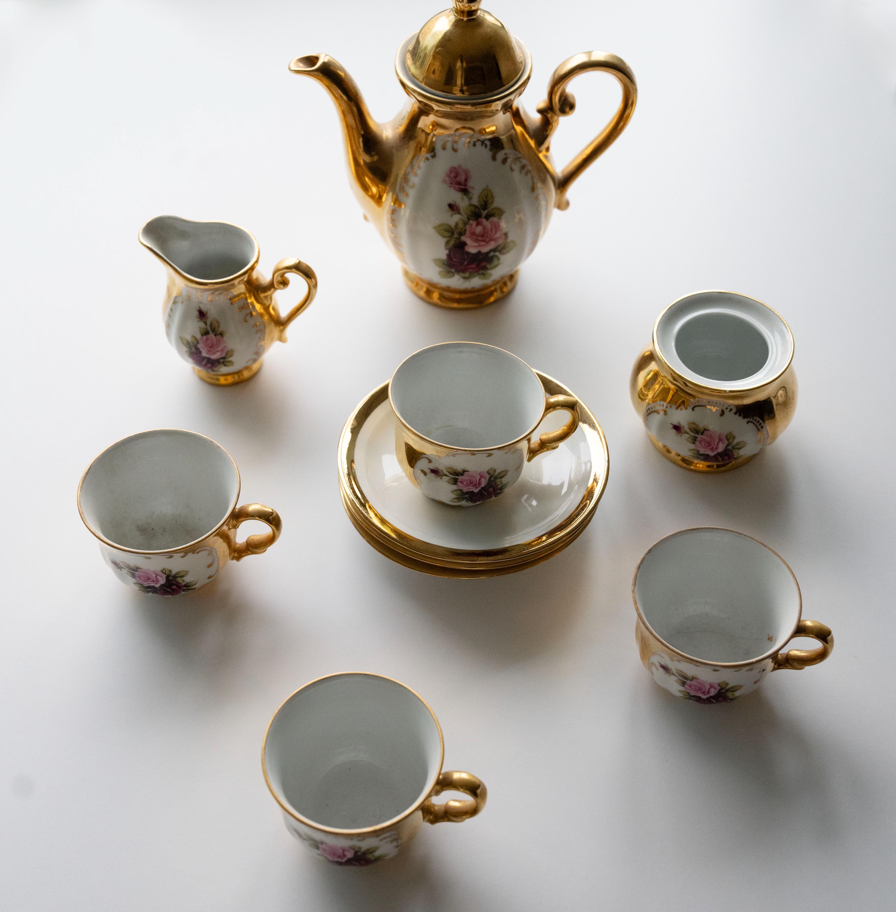Vintage Handarbeit 24 Kt. Gold Bavarian Fine China Tea Service Set - Etsy