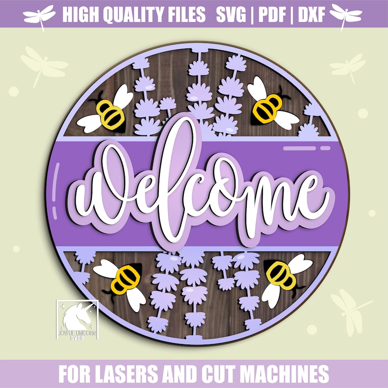 Lavender Welcome Sign SVG, Farmhouse Lavender Laser Cut File, Spring ...