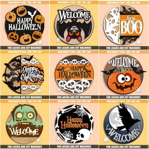Zombie Face Welcome Sign SVG, Spooky Halloween Monster Door Hanger ...