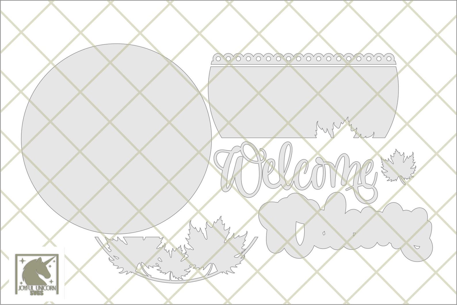 Fall Leaves Welcome Sign SVG, Maple Leaves Round Wooden Sign SVG, Fall ...