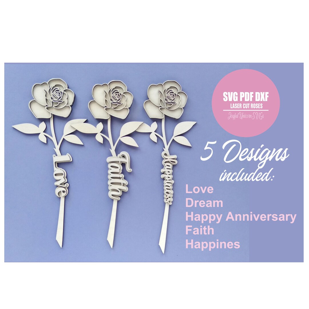 Laser Cut Personalized Rose Bundle SVG, Valentine's Day SVG ...