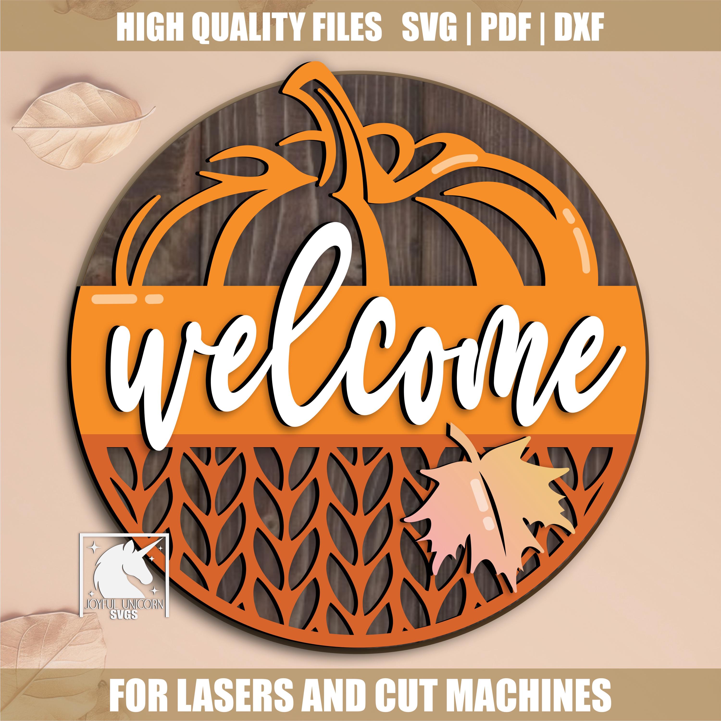 Fall Welcome Signs SVG Bundle, Fall Pumpkins Round Door Hangers, Fall ...