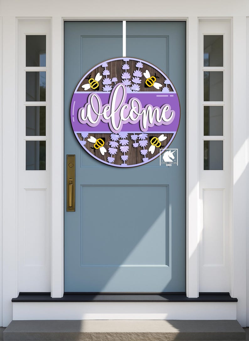 Lavender Welcome Sign SVG, Farmhouse Lavender Laser Cut File, Spring ...