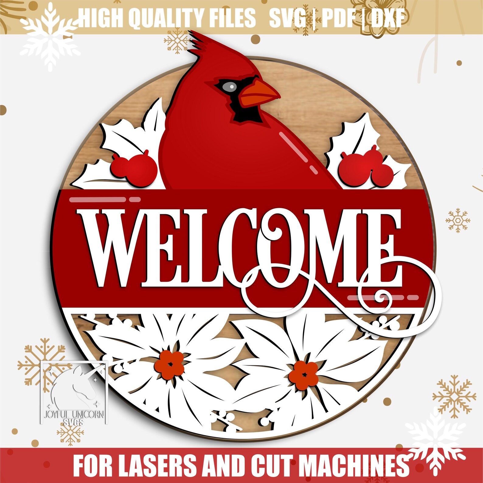 Christmas Welcome Signs SVG Bundle, Cardinal Welcome Sign, Merry ...