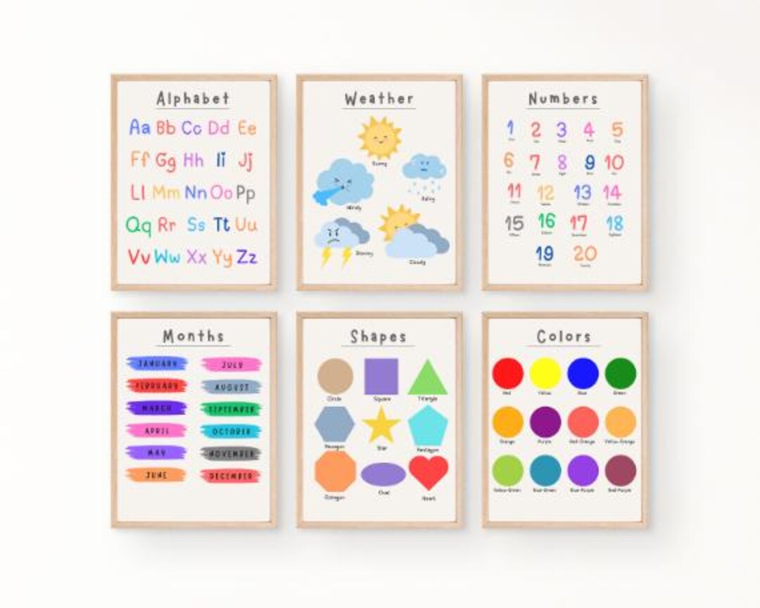 6 Educational Wall Art. Alphabet Poster. Classroom Poster. Playroom ...